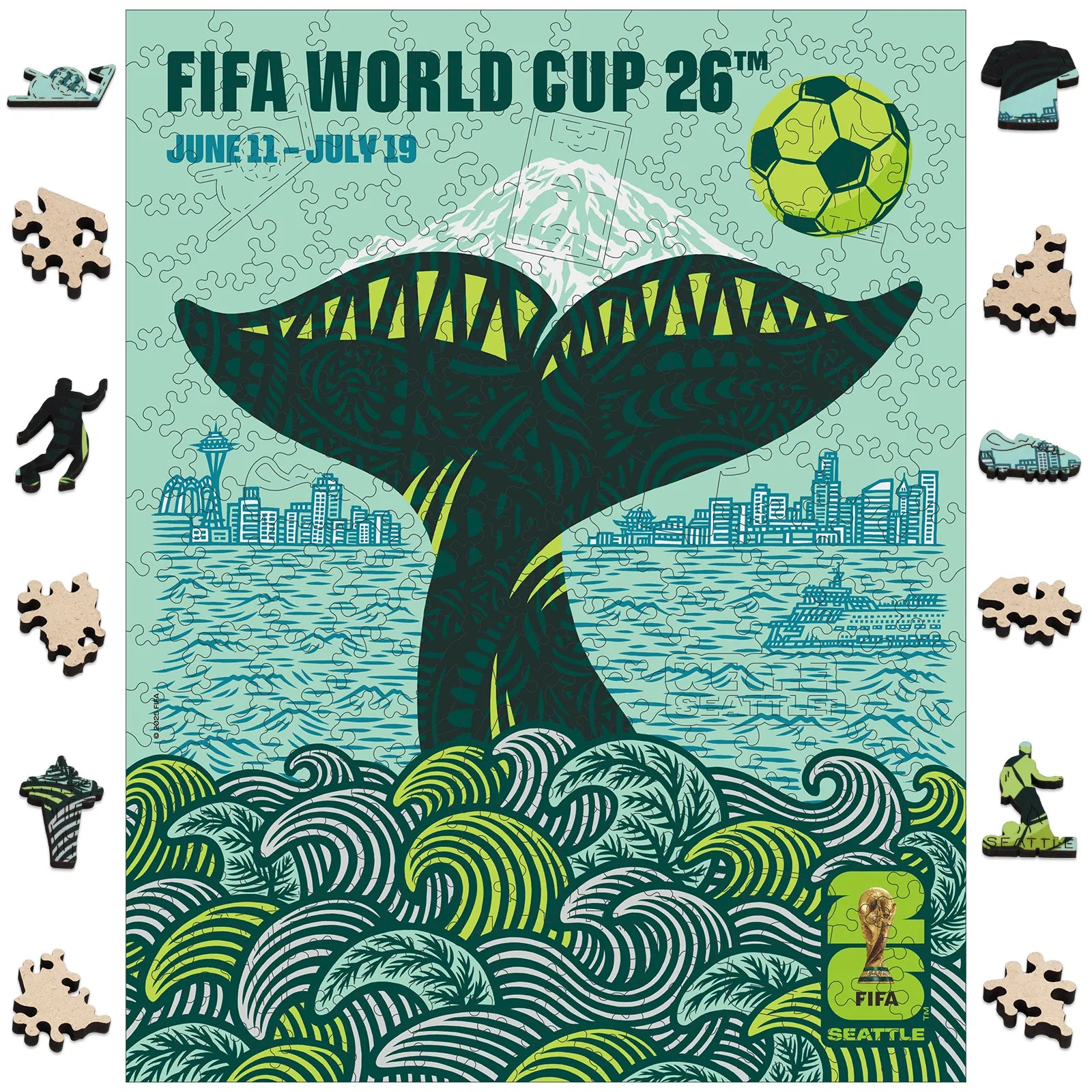 World Cup 2026 Seattle Poster, FIFA Jigsaw Puzzle – Wood Aha！